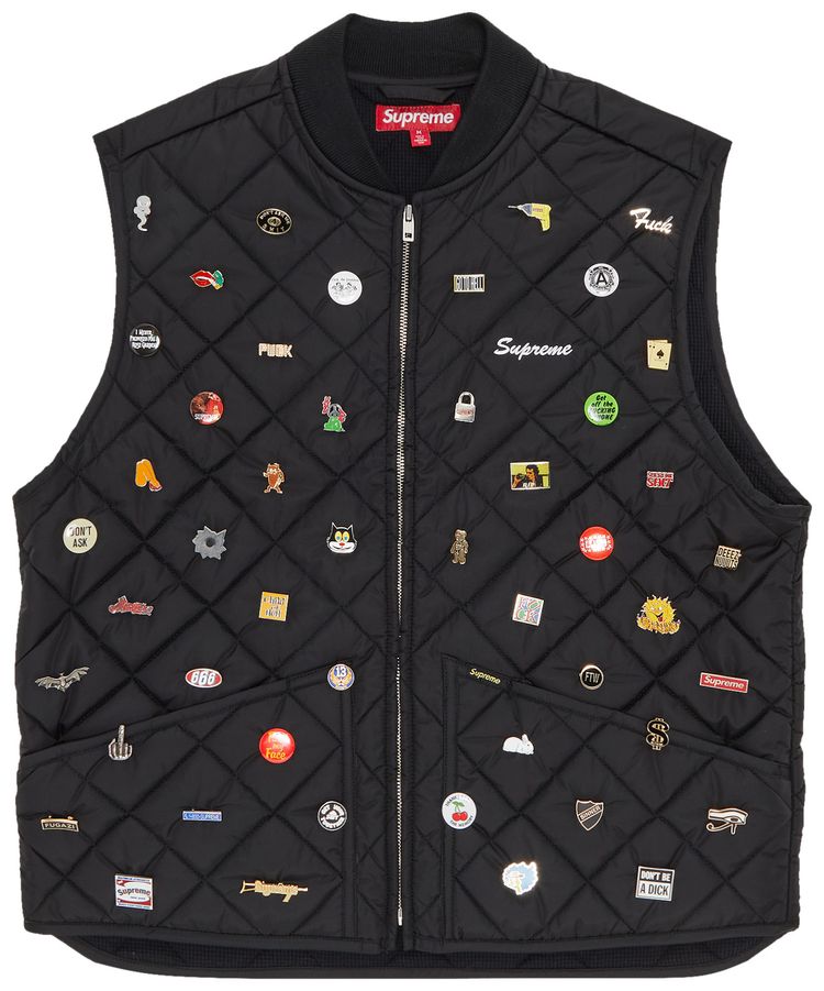 Buy Supreme Pins Quilted Work Vest 'Black' - FW23J92 BLACK | GOAT