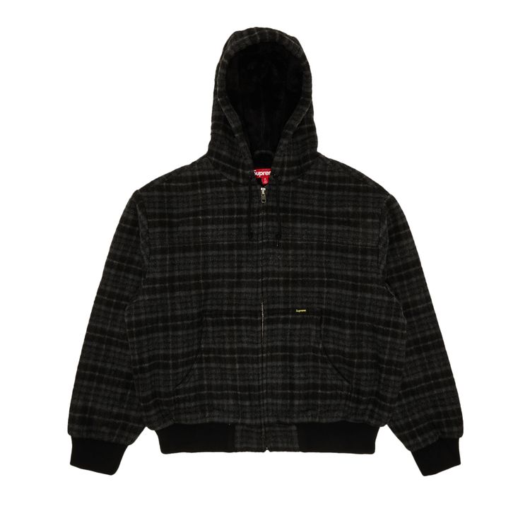 Buy Supreme Plaid Wool Hooded Work Jacket 'Black' - FW23J46 BLACK | GOAT