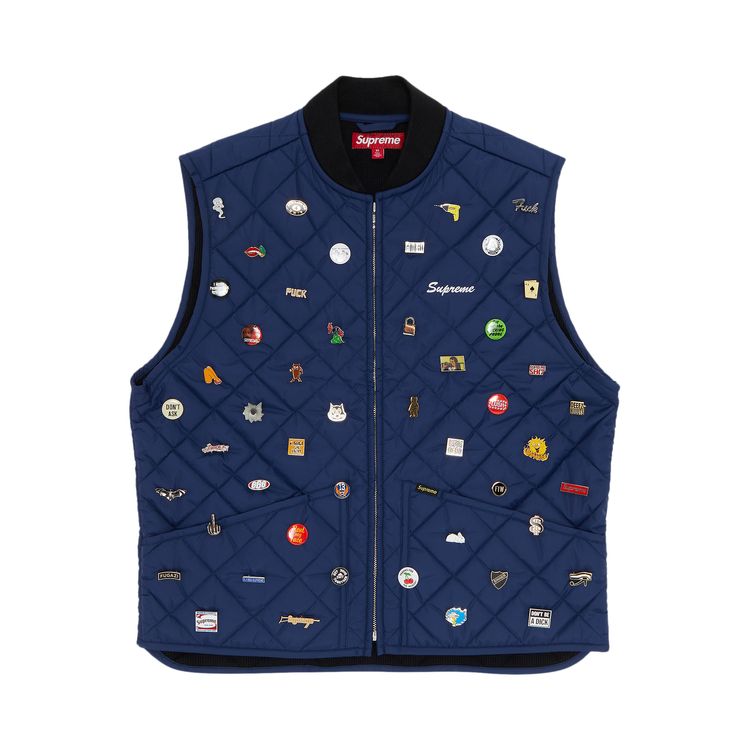 Buy Supreme Pins Quilted Work Vest 'Navy' - FW23J92 NAVY | GOAT