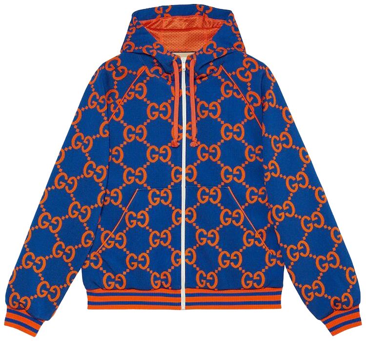 Buy Gucci GG Jacquard Zip Jacket 'Blue/Orange' - 752174 XJFSO 4102 | GOAT