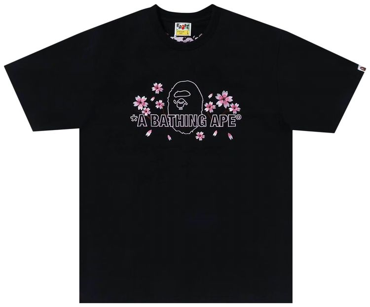 Buy BAPE Sakura A Bathing Ape Tee 'Black' - 1J20 110 012 BLACK | GOAT