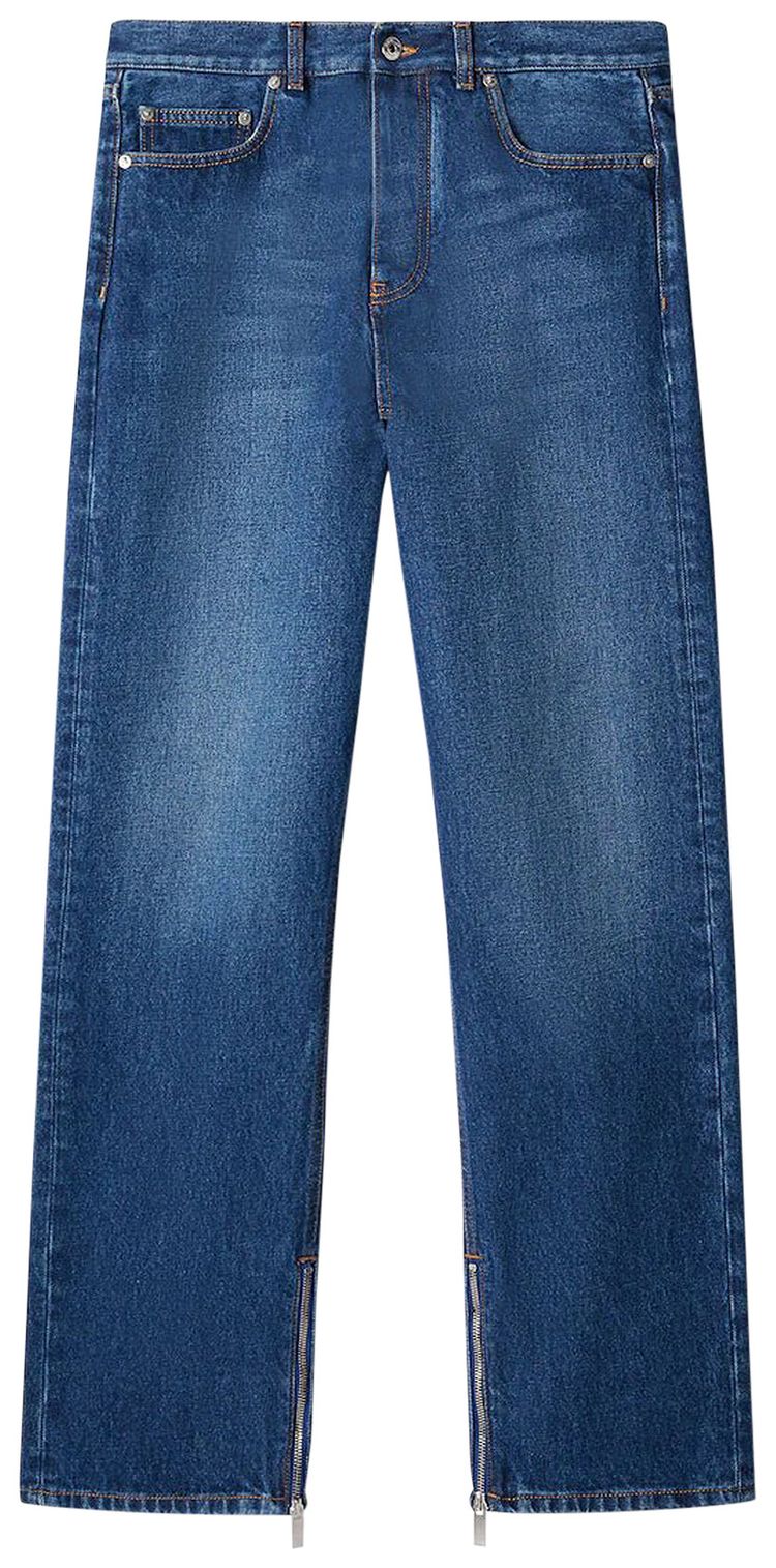 Buy Off-White Arrow Tab Zip Detail Skate Jeans 'Medium Blue ...