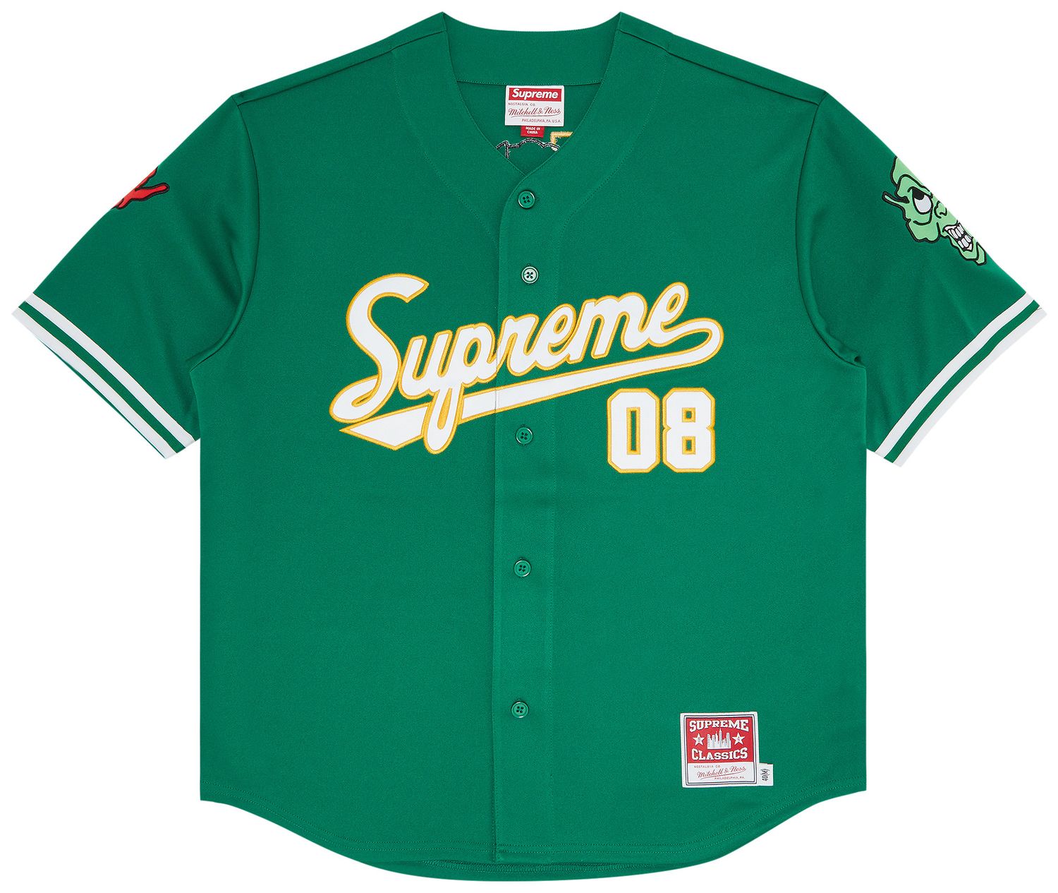 Buy Supreme x Mitchell & Ness Downtown Hell Baseball Jersey 'Green ...