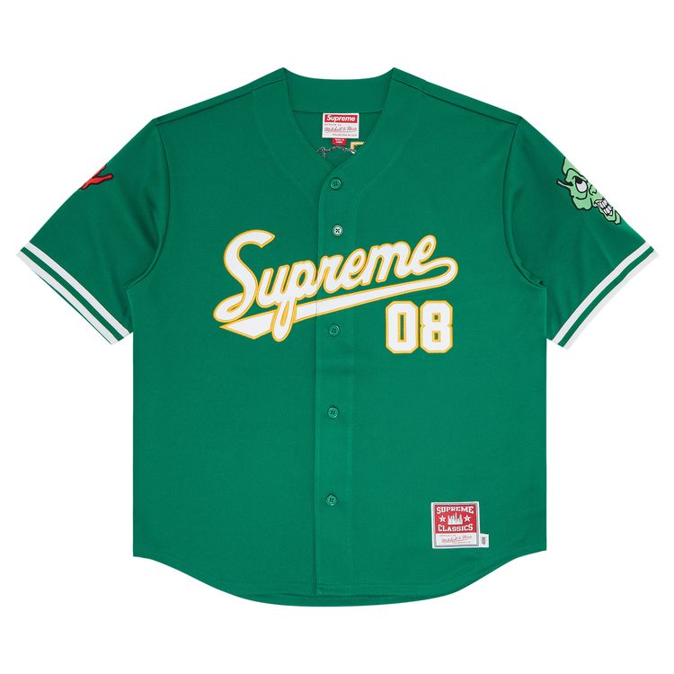 Buy Supreme x Mitchell & Ness Downtown Hell Baseball Jersey 'Green ...