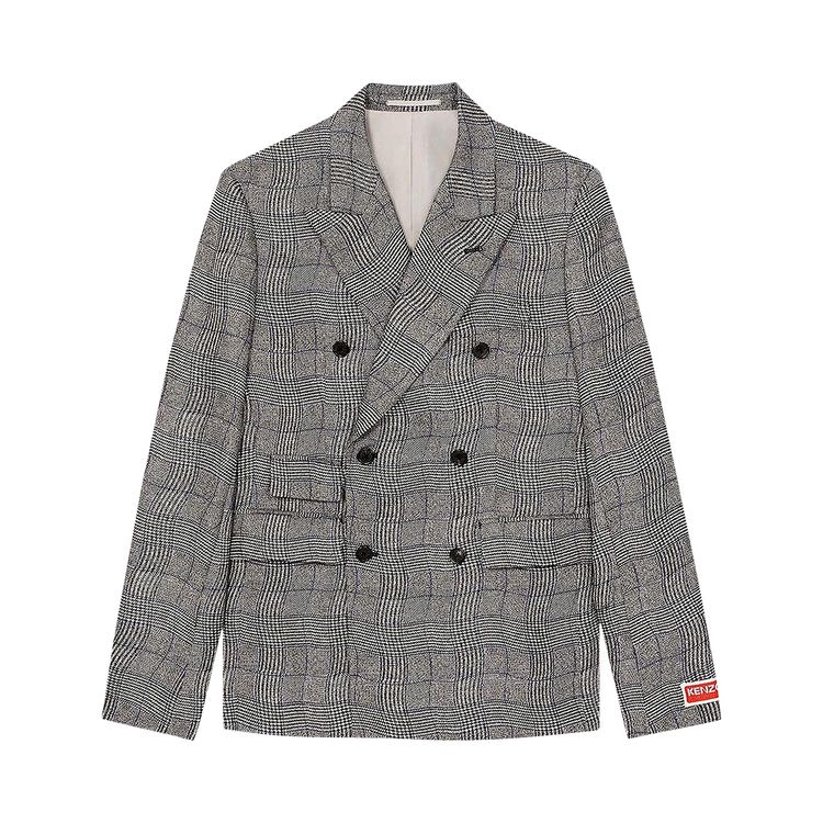 Buy Kenzo Wavy Check Double Breasted Jacket 'Dark Grey' - FD55VE1259JB ...
