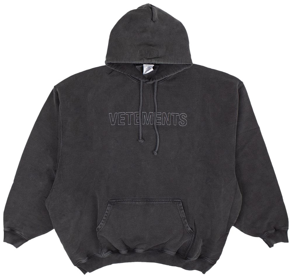Buy Vetements Faded Logo Outline Hoodie 'Black' - UE63HD445B BLAC | GOAT