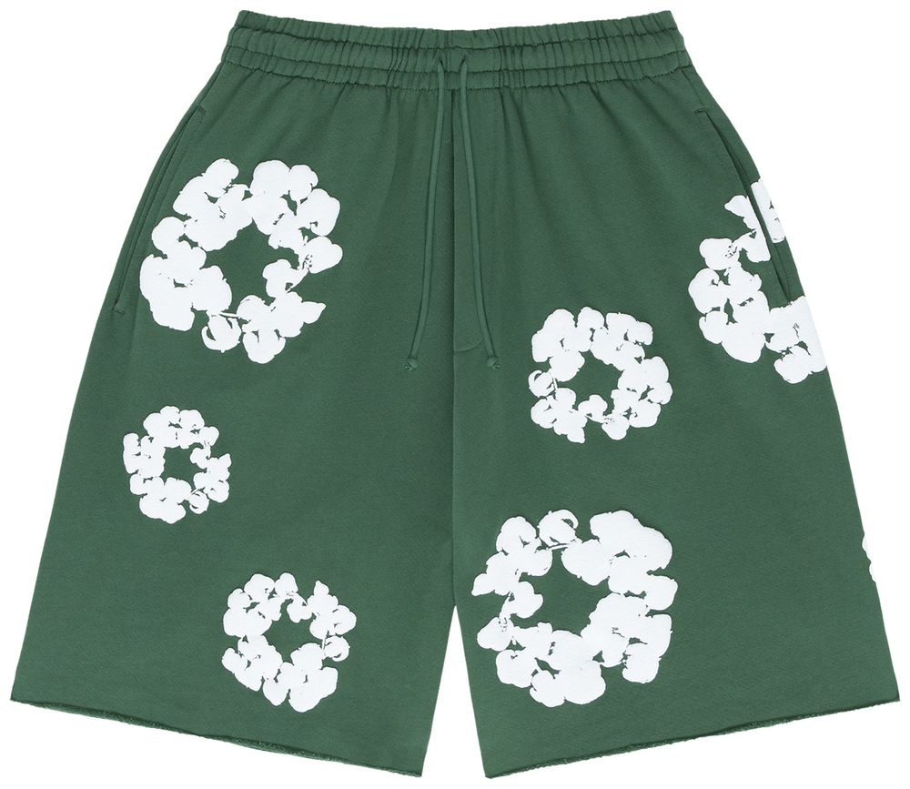Buy Denim Tears The Cotton Wreath Shorts 'Green' - 402 060 30 GREE | GOAT
