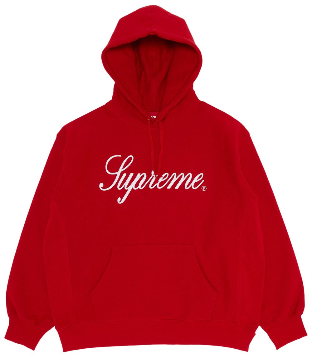 Buy Supreme Raised Script Hooded Sweatshirt 'Red' - FW23SW77 RED | GOAT