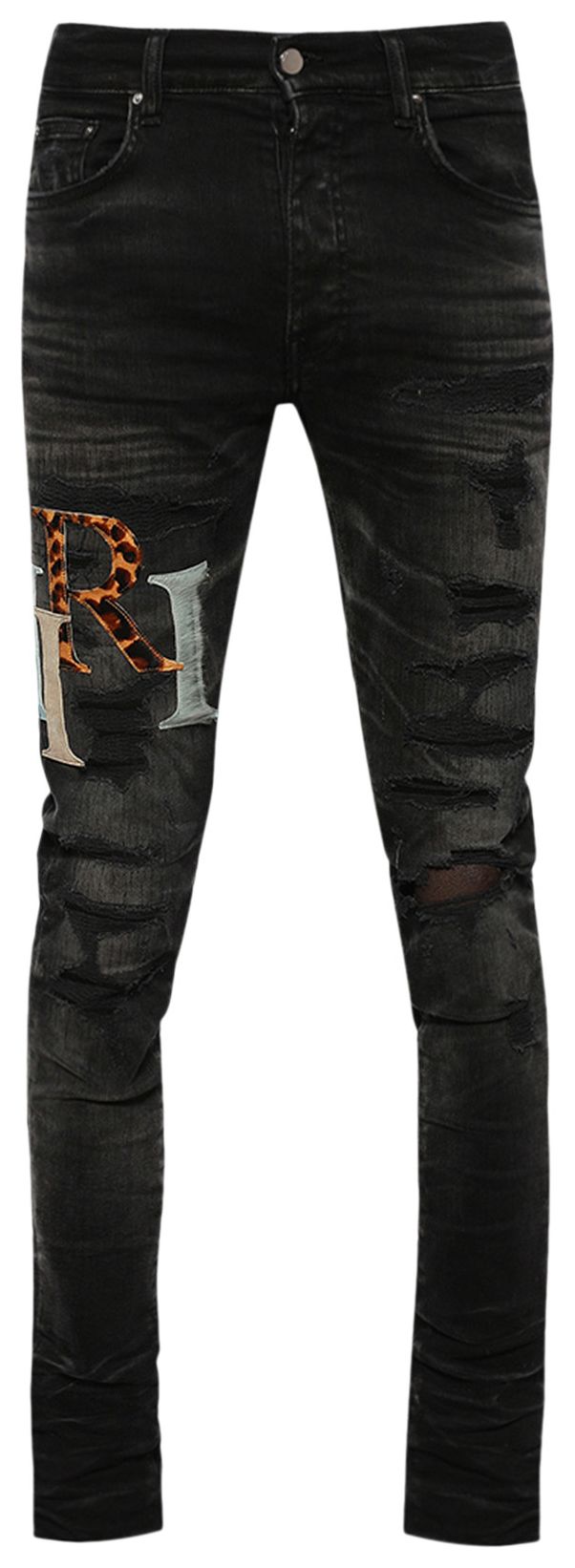 Buy Amiri Multi Leather Staggered Logo Jean 'Faded Black' - AW23MDS021 ...
