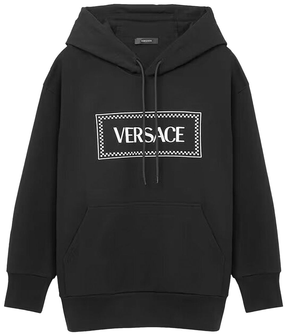 Buy Versace Embroidered Logo Hoodie 'Black/White' - 1011922 1A08672 ...
