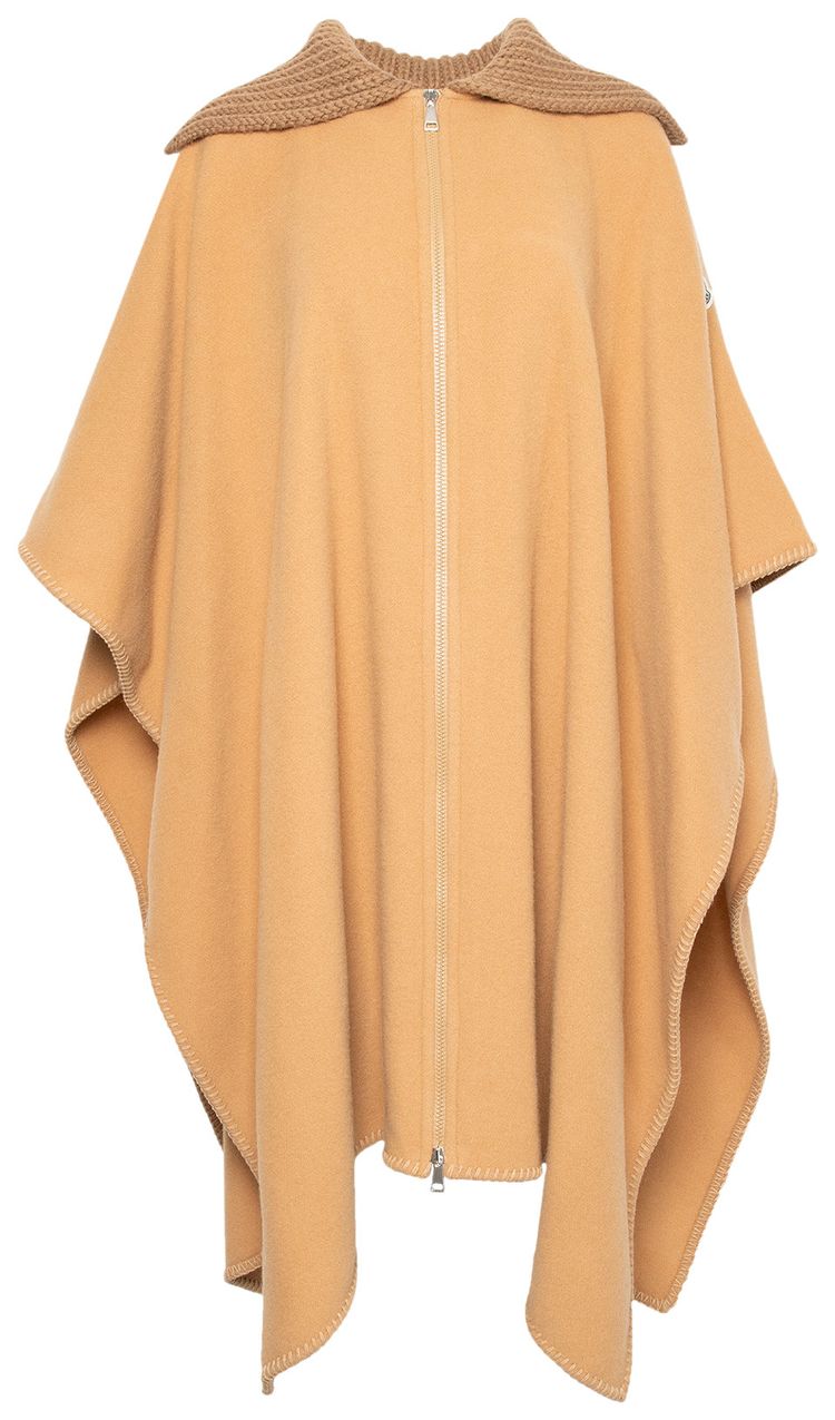 Buy Moncler Logo Jacquard Fringe Detailed Cape 'Tan' - 3G000 05 0U134 ...