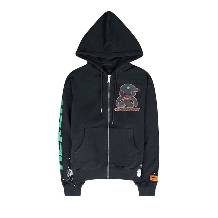 Buy Heron Preston Monster Full Zip Up Hoodie 'Black/Dark Grey ...