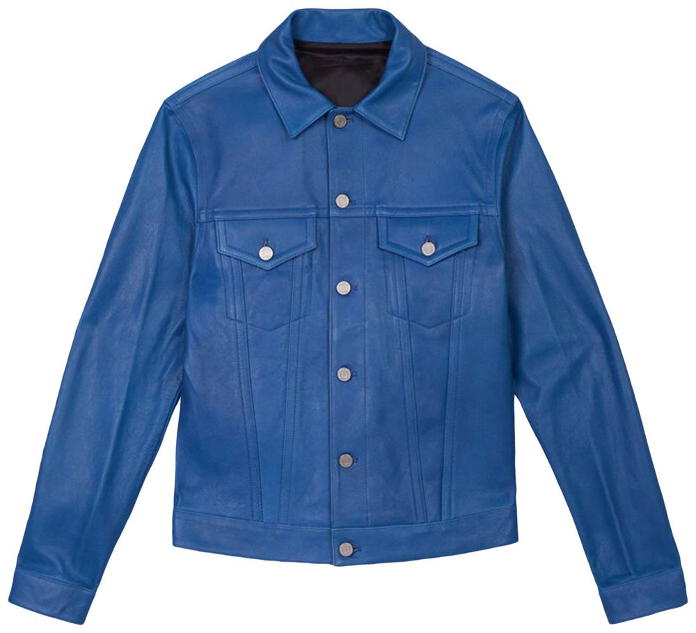 Buy PURPLE BRAND Leather Trucker Jacket 'Galaxy Blue' - P028 LGBT422 | GOAT