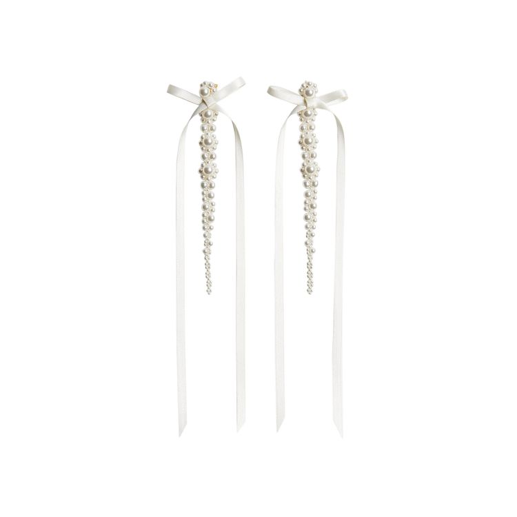 Buy Simone Rocha Bow Ribbon Drip Earring 'White' - ERG390 0904 WHIT | GOAT
