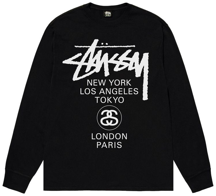 Buy Stussy World Tour Long-Sleeve Tee 'Black' - 3993792 BLAC | GOAT