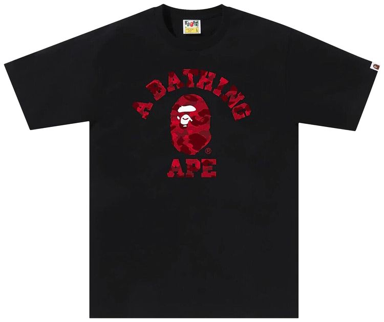 Buy BAPE Color Camo College Tee 'Black/Red' - 1J30 110 013 BLACK RED | GOAT