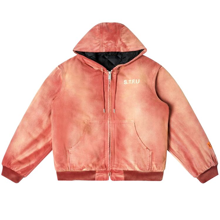 Buy Heron Preston Distressed Effect Hooded Jacket 'Red/White ...