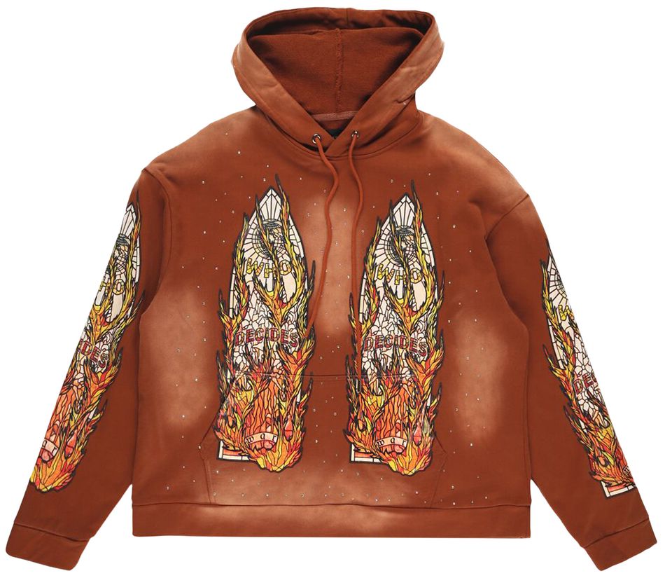 Buy Who Decides War Flame Glass Hoodie 'Rust' - AW23 JTP 122 RUST | GOAT