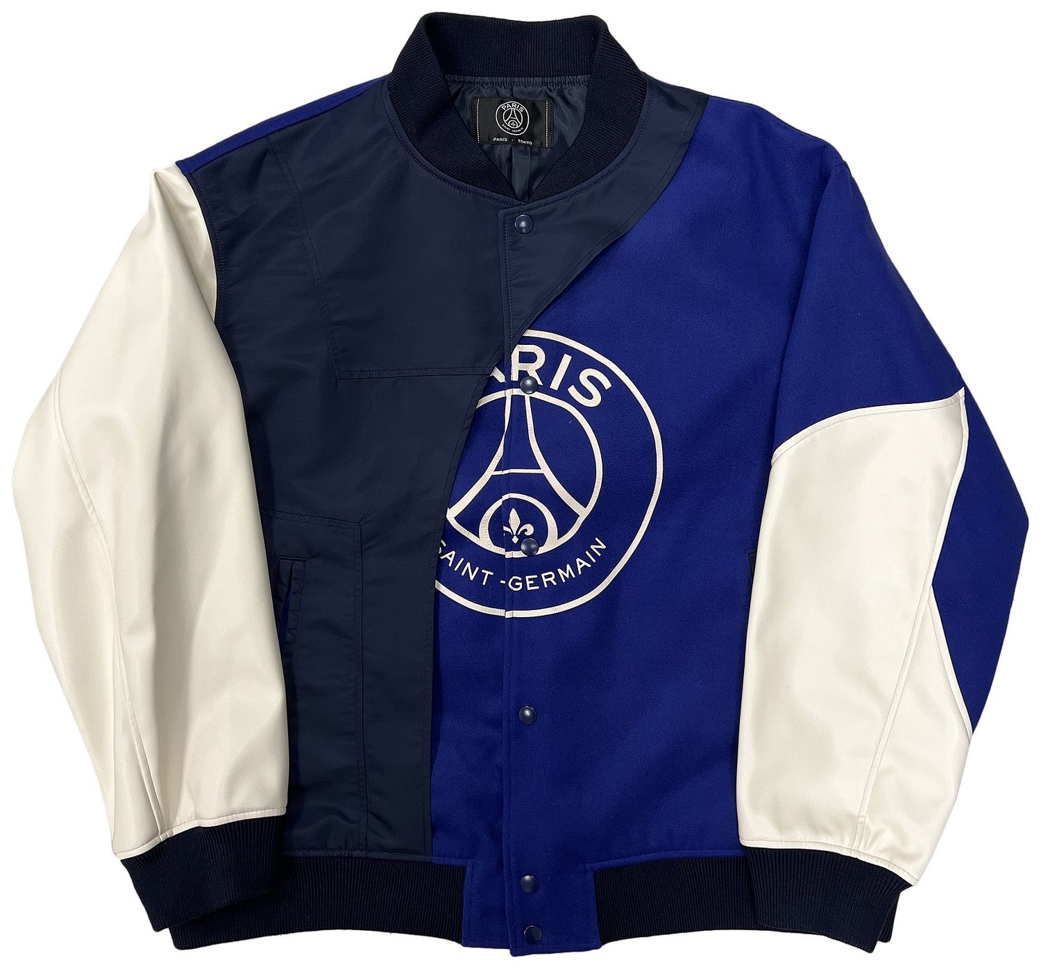 Buy Paris Saint-Germain x POGGYTHEMAN PLJ Layered Varsity Jacket 'Navy ...