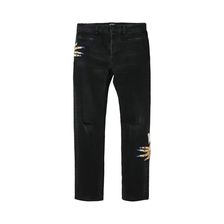 Buy Undercover Bead Embroidered Denim Jeans 'Black' - UC2C4510 BLAC | GOAT