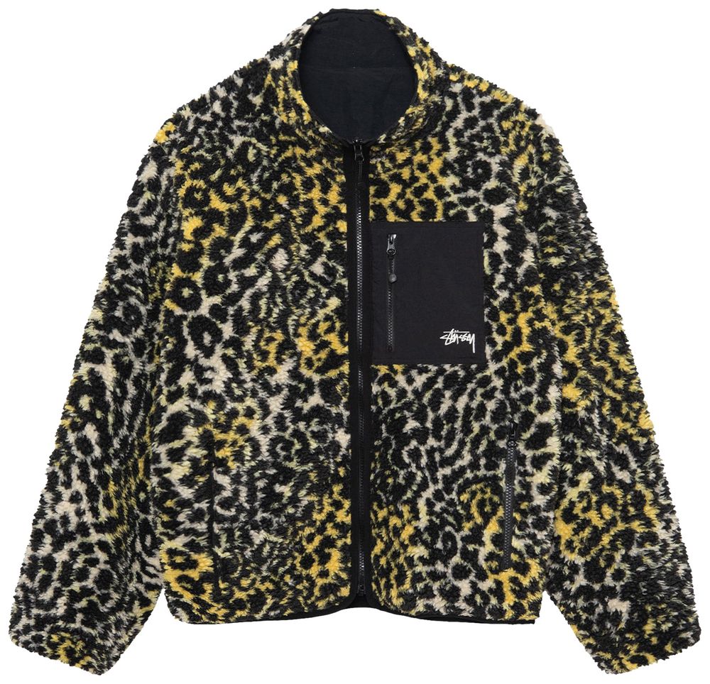 Buy Stussy Sherpa Reversible Jacket Yellow Leopard 118529 Yell Goat