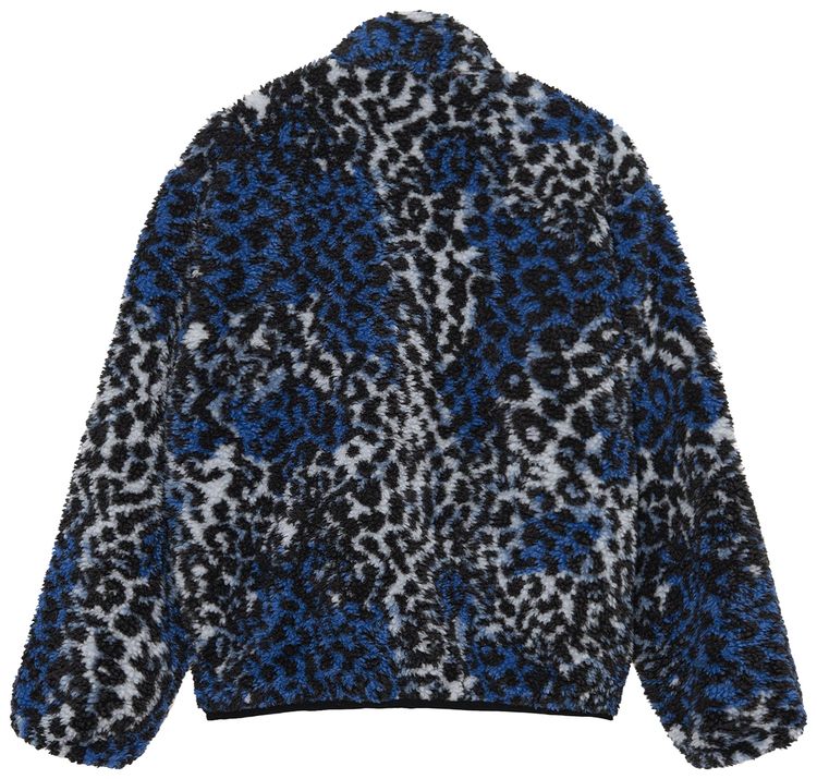 Buy Stussy Sherpa Reversible Jacket 'Blue Leopard' - 118529 BLUE | GOAT