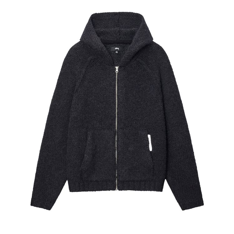 Buy Stussy Chunky Knit Zip Hoodie 'Black' - 117200 BLAC | GOAT