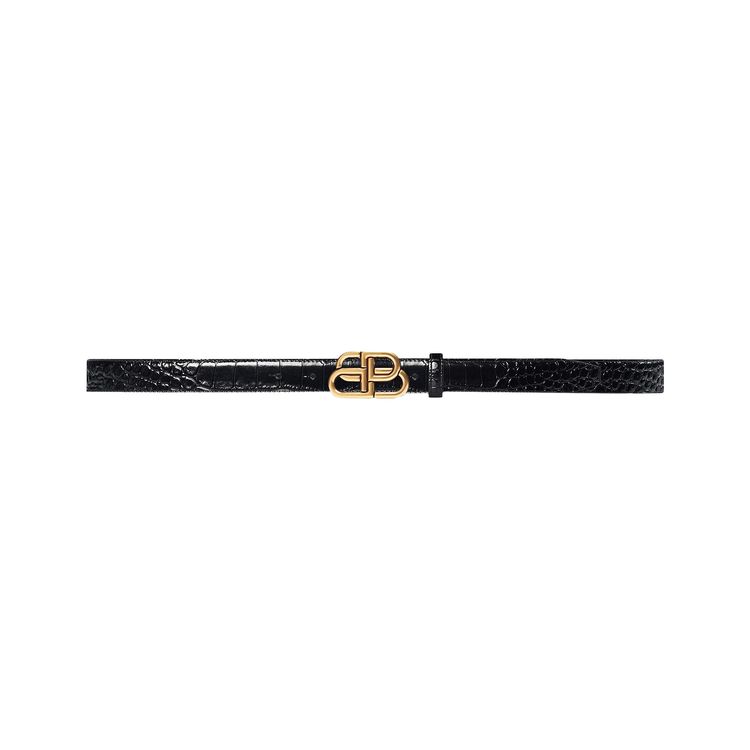 Buy Balenciaga BB Embossed Croc Thin Belt 'Black' - 581690 1LR04 1000 | GOAT