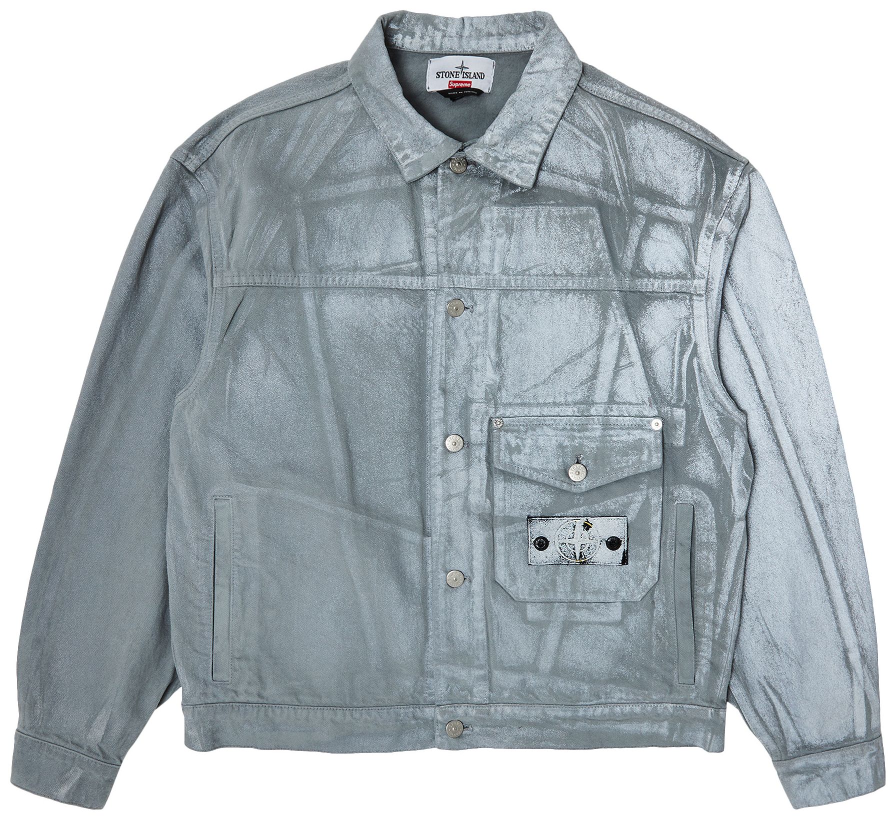 Buy Supreme x Stone Island Denim Trucker Jacket 'Reflective' - FW23J7A ...