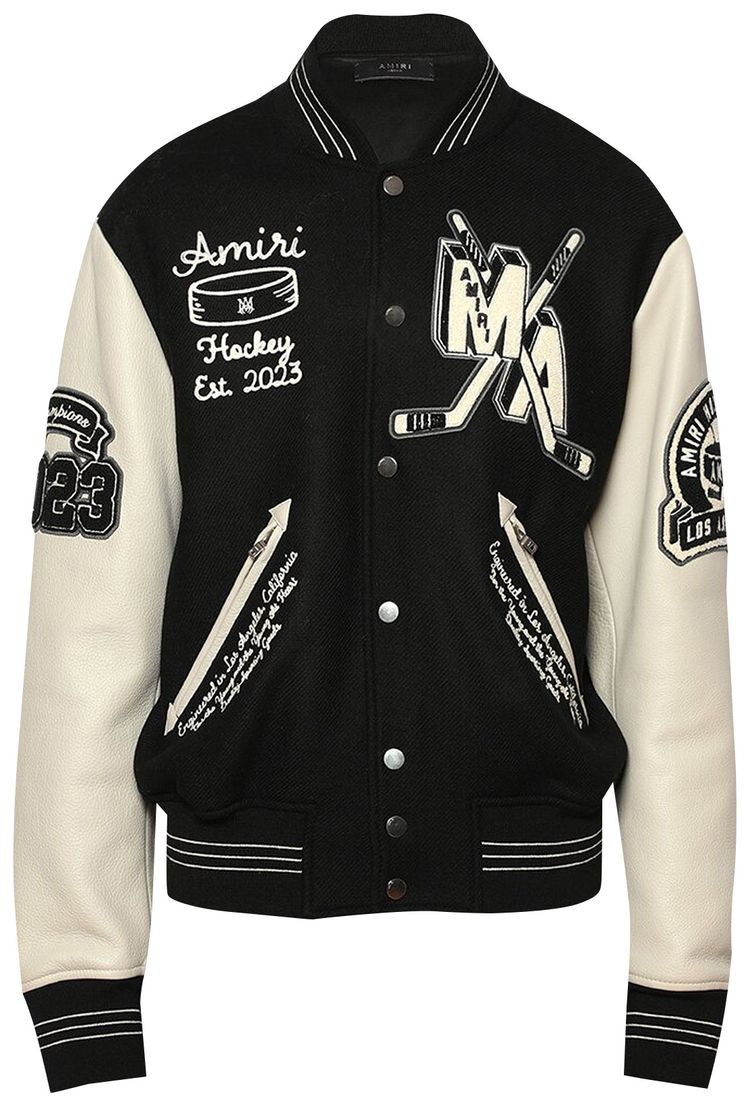 Buy Amiri Hockey Varsity Jacket Black Aw23mos117 001 Blac Goat
