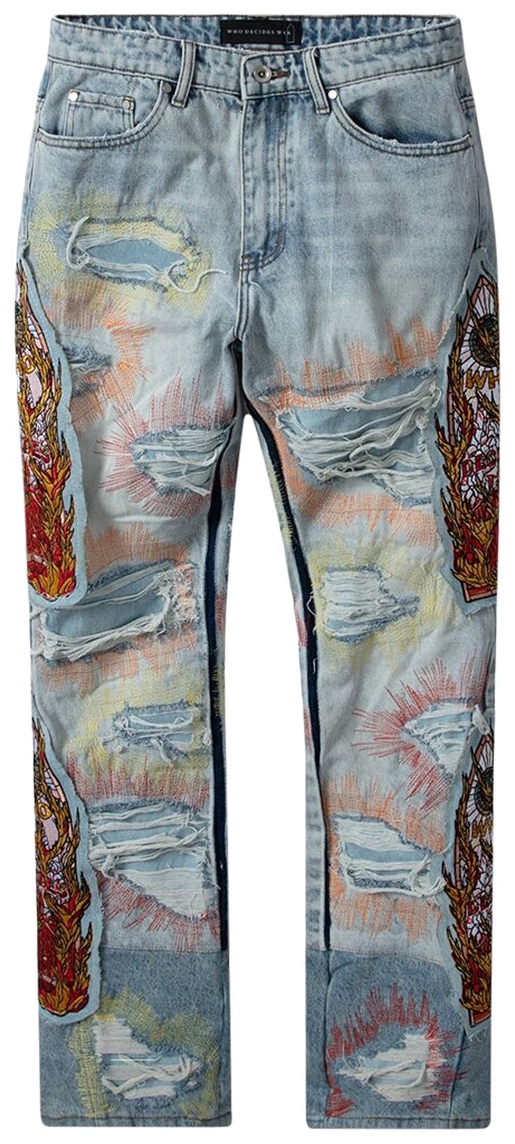 Buy Who Decides War Cowboy Embroidered Jeans 'Sky' - AW23 DNM 012 SKY ...