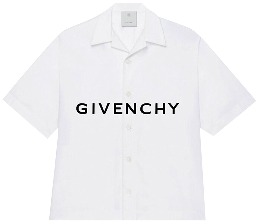 Buy Givenchy Logo Hawaiian Shirt 'White/Black' - BM60T51YC8 116 | GOAT