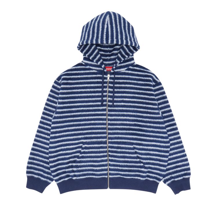 Buy Supreme Brushed Zip Up Hooded Sweatshirt 'Navy' - FW23SW84 NAVY | GOAT