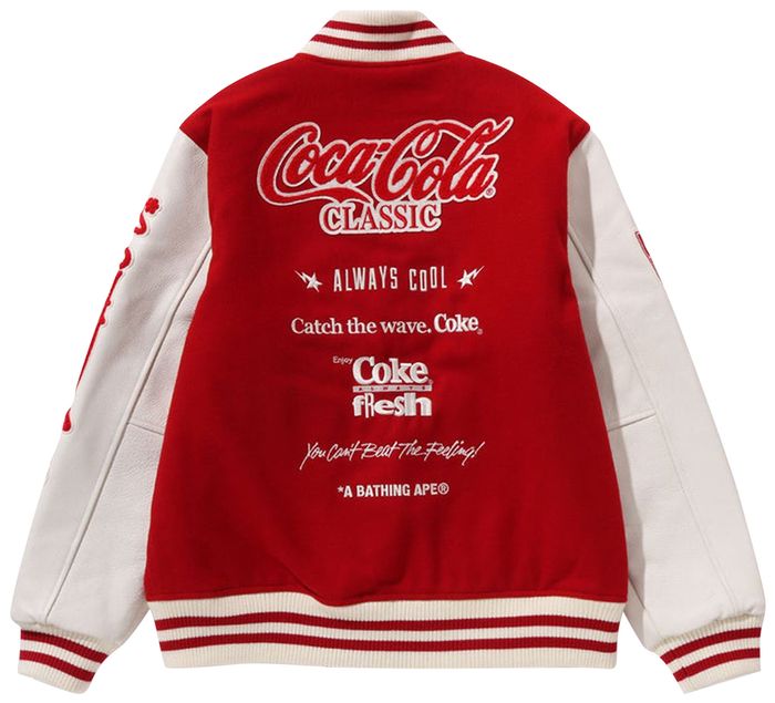Buy BAPE x Coca-Cola Varsity Jacket 'Red' - 1J73 141 905 RED | GOAT