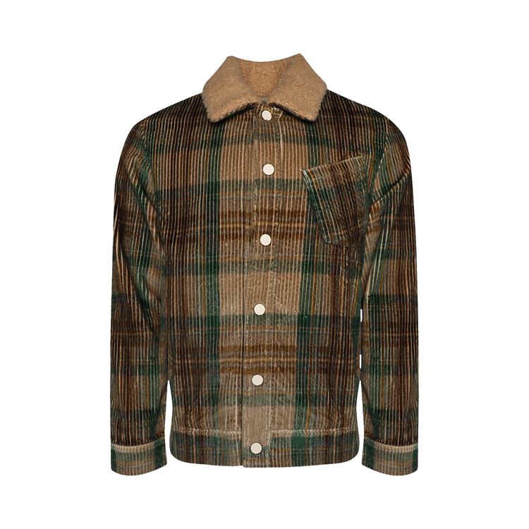 Buy The Elder Statesman Plaid Cord Jacket 'Olive' - 230252 OLIV | GOAT