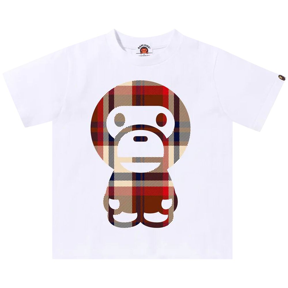 Buy BAPE Kids Check Big Baby Milo Tee 'White' - 2J80 310 001 WHITE | GOAT