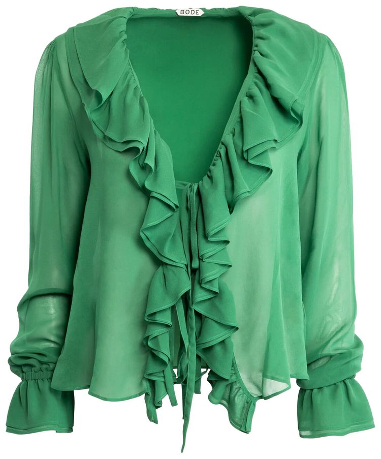 Buy Bode Flounce Blouse 'Green' - WRF23SH012 | GOAT