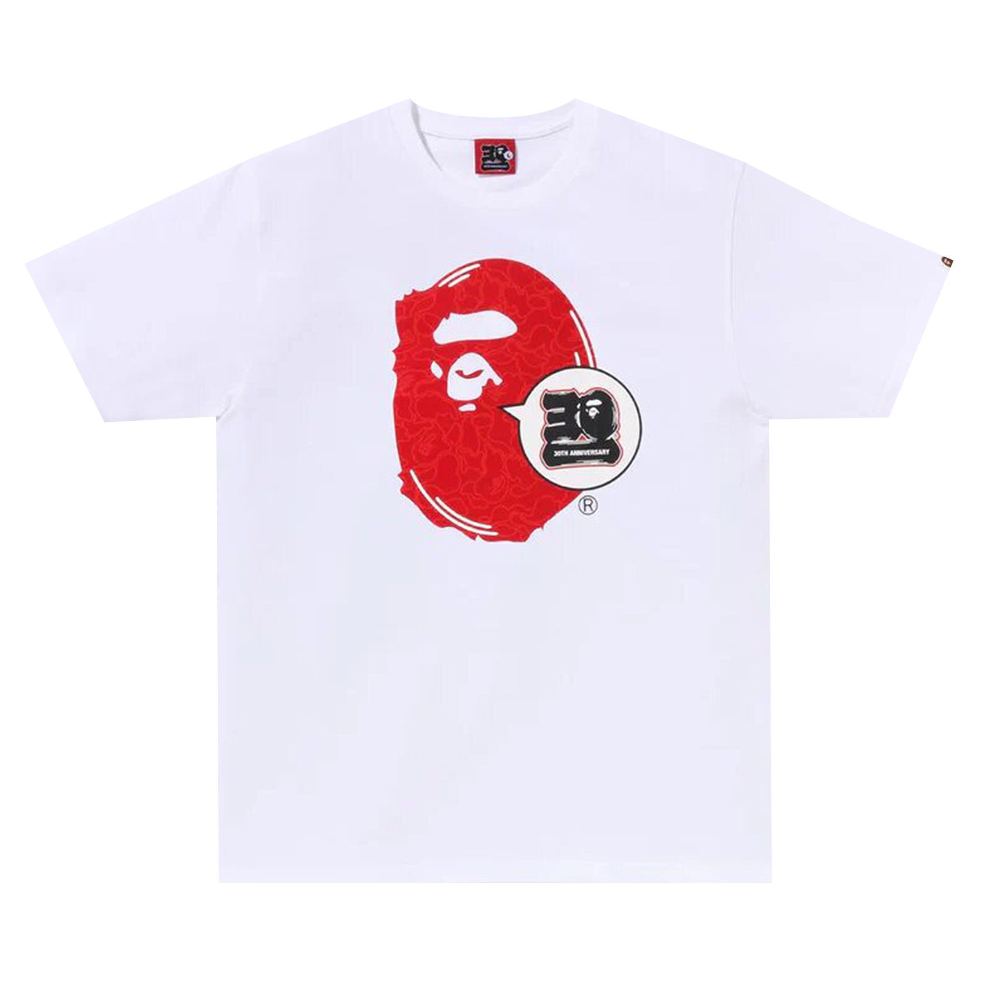 Buy BAPE 30th Anniversary Ape Head Tee 'White/Red' - 1J70 110 006 WHITE ...