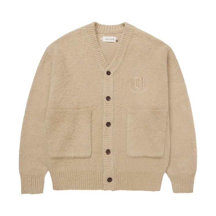 Buy Honor The Gift Stamped Patch Cardigan 'Tan' - HTG230350 TAN | GOAT