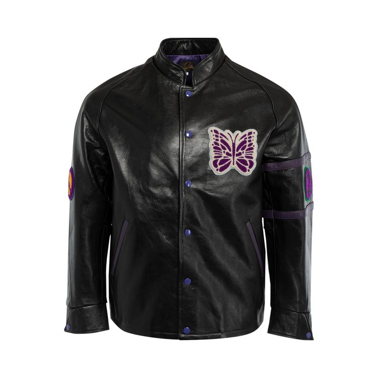 Buy Needles Letterman Jacket 'Black' - NS078 BLAC | GOAT