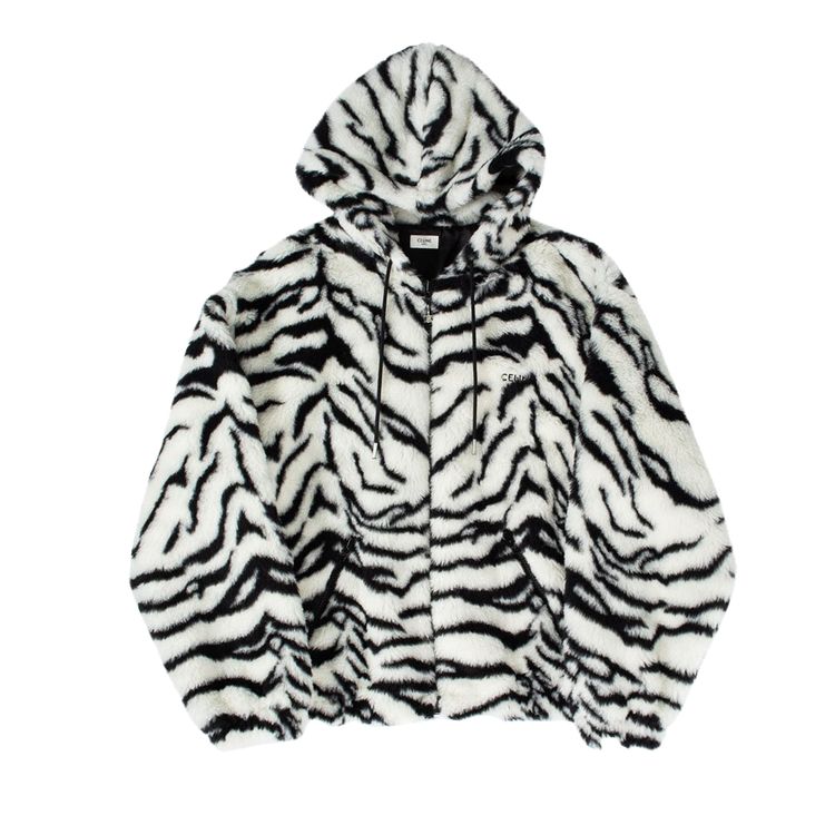 Buy CELINE Oversized Fleece Jacket 'Off White/Black' - 2Y905386W 01OB ...