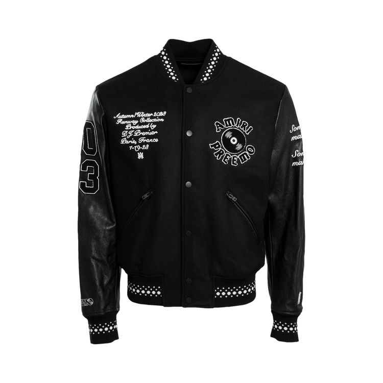 Buy Amiri DJ Preemo Varsity Jacket 'Black' - AW23M0S081 001 BLAC | GOAT
