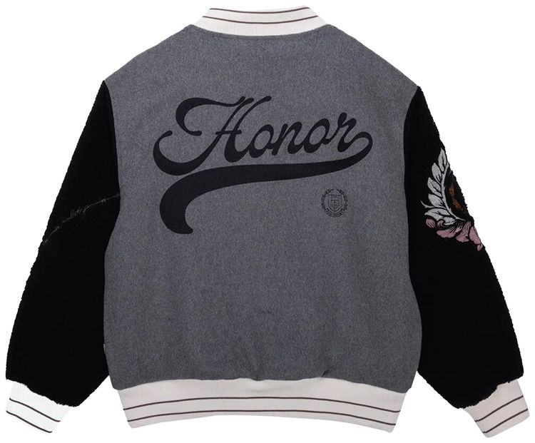 Buy Honor The Gift Letterman Jacket 'Grey' - HTG230463 GREY | GOAT