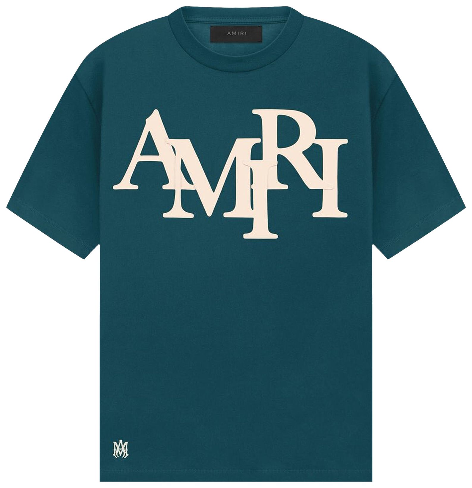 Buy Amiri Staggered Logo Tee 'Rain Forest' - PS24MJL015 RAIN | GOAT