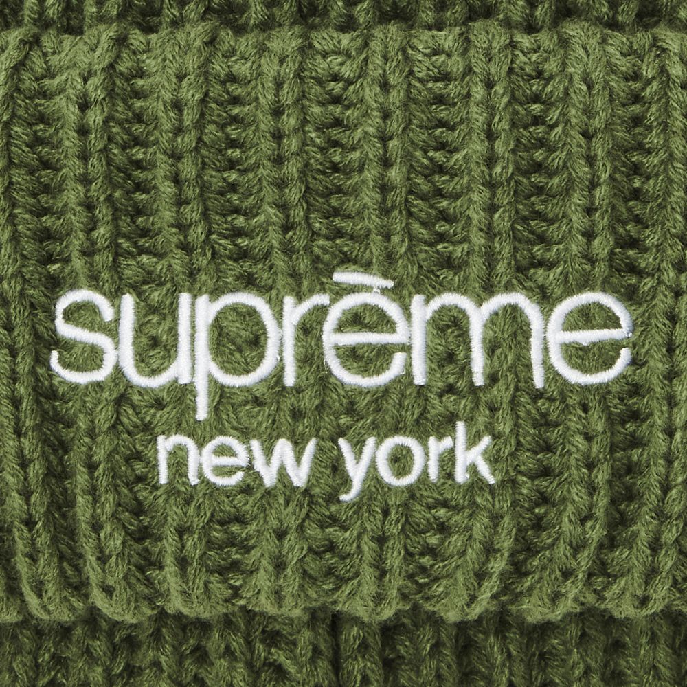 Buy Supreme Classic Logo Chunky Ribbed Beanie 'Olive' - FW23BN90 OLIVE ...