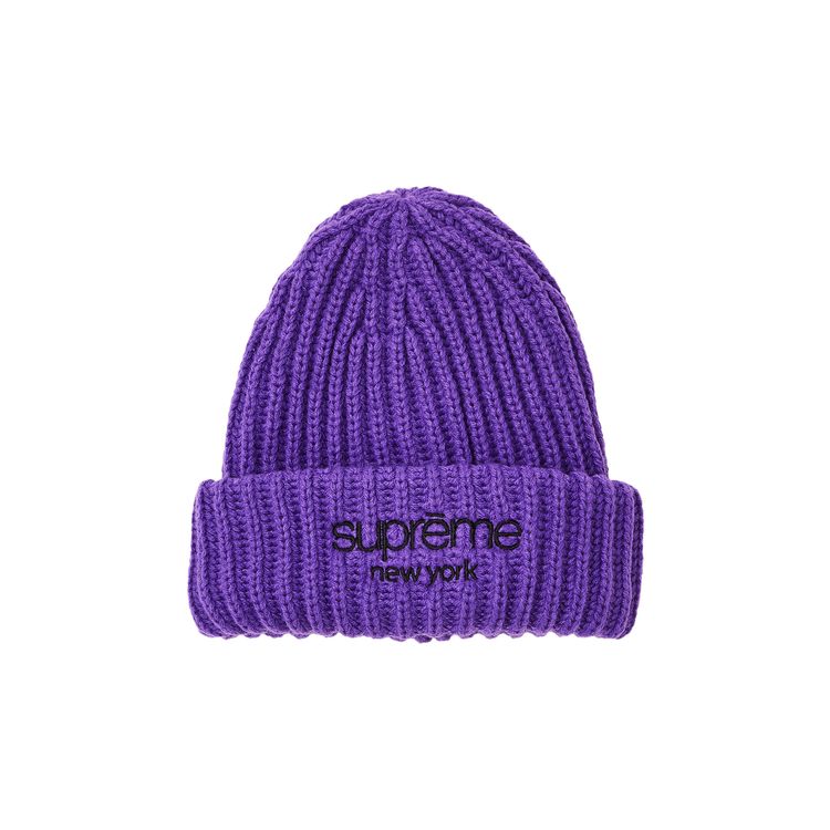 Buy Supreme Classic Logo Chunky Ribbed Beanie 'Purple' - FW23BN90 ...