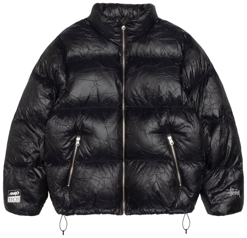 Buy Stussy Wrinkled Nylon Down Puffer 'Black' - 115729 BLAC | GOAT