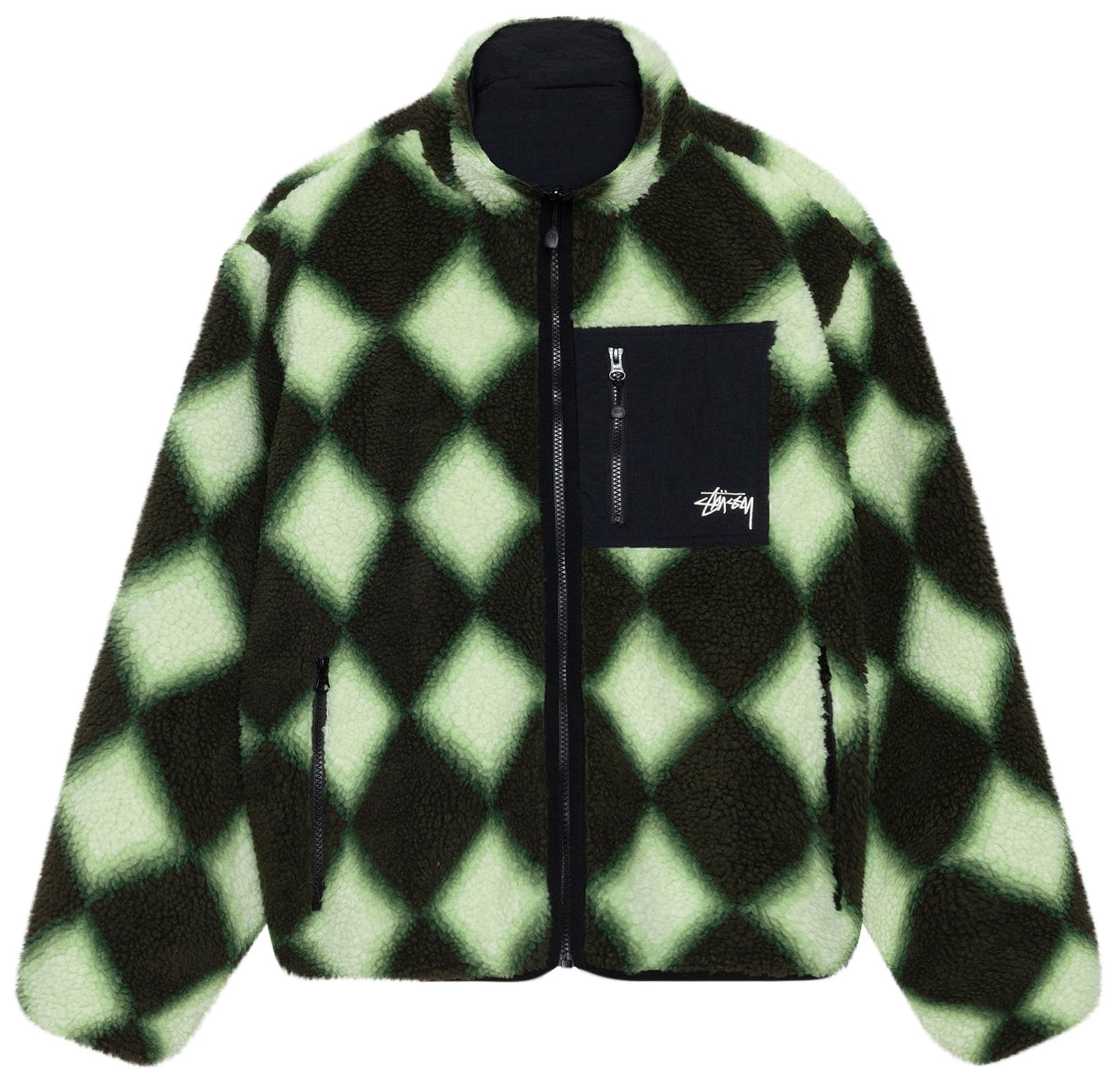 Buy Stussy Sherpa Reversible Jacket 'Green' - 118546 GREE | GOAT