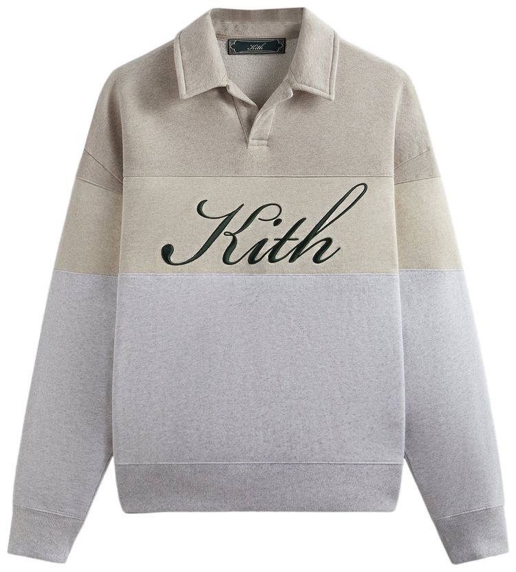 Buy Kith Color-Blocked Nelson Collared Pullover 'Light Heather Grey ...
