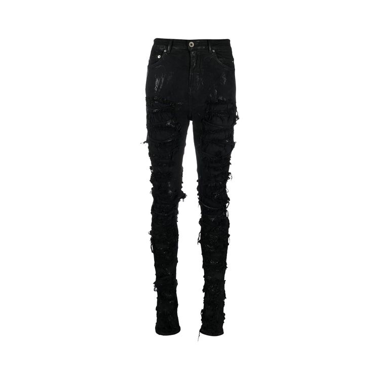 Buy Rick Owens DRKSHDW Slashed Detroit Cut Jeans 'Black' - DU02B4366 ...